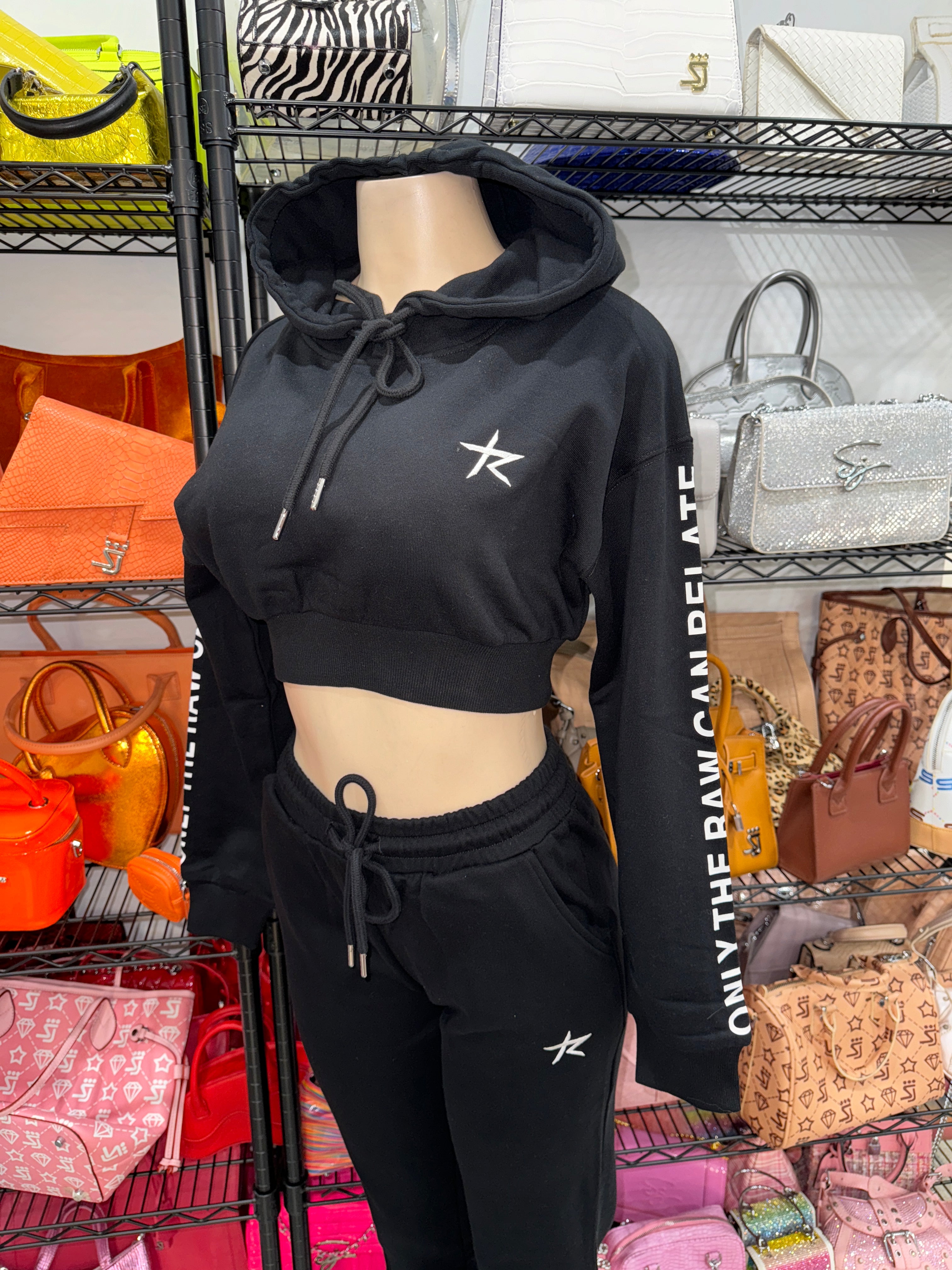 Only The Raw Can Relate CROPPED Hoodie Black – DT BV